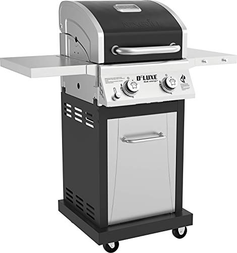 Nexgrill 720-0864RA Premium 2 Burner Propane Barbecue Gas Grill, Outdoor Cooking, Patio, Garden Barbecue Grill, 28000 BTUs, Foldable Side Table, with Full Stainless Steel Control panel