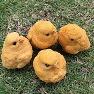 Posee Outdoor Garden Decoration Little Yellow Chicks Chicken Statues Lawn Ornament 2 Inches