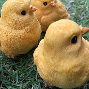 Posee Outdoor Garden Decoration Little Yellow Chicks Chicken Statues Lawn Ornament 2 Inches