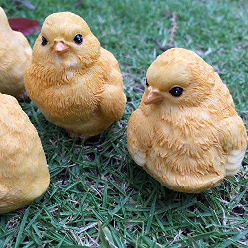 Posee Outdoor Garden Decoration Little Yellow Chicks Chicken Statues Lawn Ornament 2 Inches