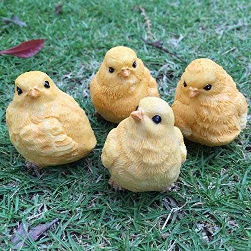 Posee Outdoor Garden Decoration Little Yellow Chicks Chicken Statues Lawn Ornament 2 Inches