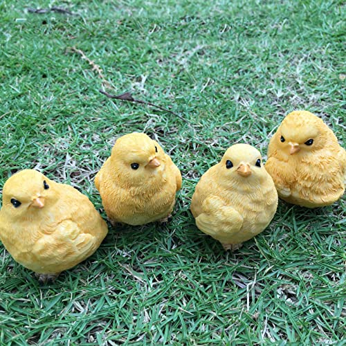 Posee Outdoor Garden Decoration Little Yellow Chicks Chicken Statues Lawn Ornament 2 Inches