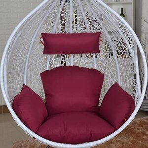 hmcuiqi garden wicker hanging egg rattan chair hammock pad waterproof, hanging basket chair cushion outdoor not-slip, for patio garden (without stand)