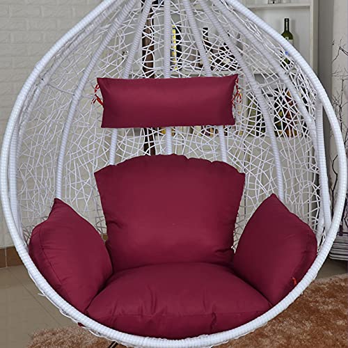 HMCUIQI Garden Wicker Hanging Egg Rattan Chair Hammock Pad Waterproof, Hanging Basket Chair Cushion Outdoor Not-Slip, for Patio Garden (Without Stand)