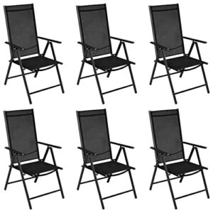 vidaXL Patio Dining Set 7 Piece Outdoor Garden Terrace Yard Dining Table and Chair Seating Seat Sitting Chair Furniture Aluminum Black