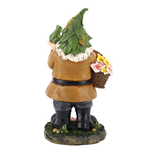 DUSVALLY Garden Gnome Statue Outdoor Statues Vivid Statue Statuary Garden Sculptures Yard Décor,Statue with Flower Basket and Frog