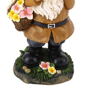 DUSVALLY Garden Gnome Statue Outdoor Statues Vivid Statue Statuary Garden Sculptures Yard Décor,Statue with Flower Basket and Frog