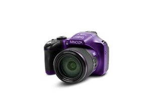 minolta pro shot 20 mega pixel hd digital camera with 67x optical zoom, full 1080p hd video & 16gb sd card (purple)