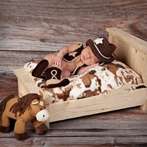 Pinbo® Newborn baby boys Photo Prop Crochet Cowboy Set Hat Vest Boots Costume