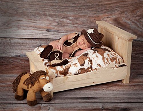 Pinbo® Newborn baby boys Photo Prop Crochet Cowboy Set Hat Vest Boots Costume