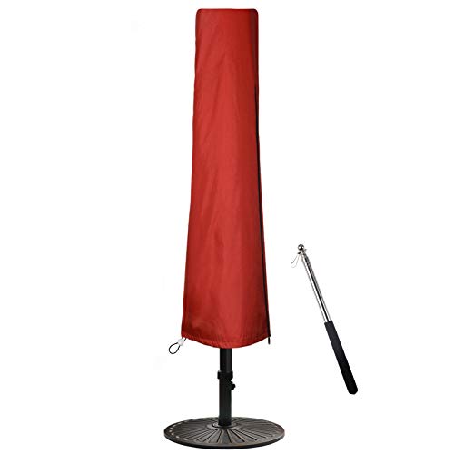 Patio Umbrella Cover Outdoor Waterproof, Simply Shade Market Outside Furniture Parasol Straight Commercial Cover Large with Durable Zipper Rod 420D Oxford for 9 10 11ft Beach Treasure Garden Red