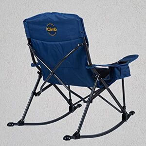 iClimb Padded Folding Rocking Chair Heavy Duty Camping Patio Porch Backyard Lawn Garden Balcony Rocker Indoor Outdoor with Carry Bag