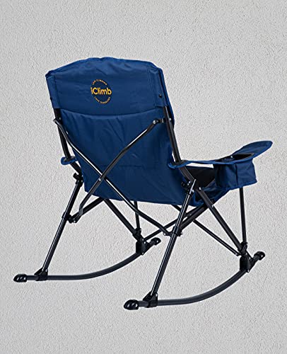 iClimb Padded Folding Rocking Chair Heavy Duty Camping Patio Porch Backyard Lawn Garden Balcony Rocker Indoor Outdoor with Carry Bag