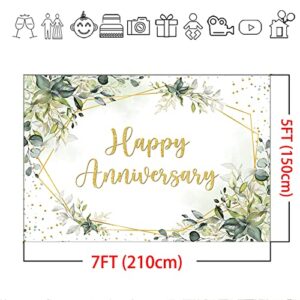 Mocsicka Greenery Happy Anniversary Backdrop 7x5ft Cheers to Wedding Anniversary Bridal Shower Party Decorations Photo Backdrops Miss to Mrs Photography Background