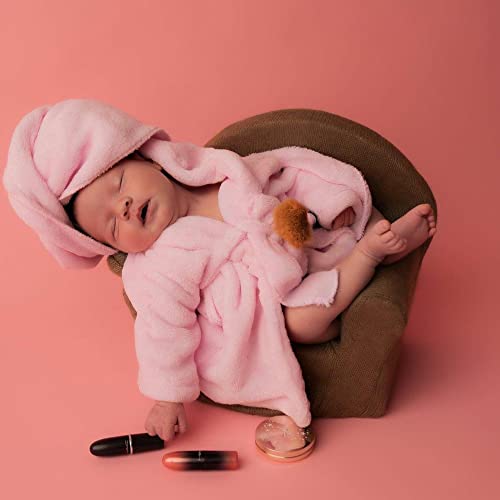 M&G House Newborn Photography Props Bathrobe Outfits Baby Photoshoot Props Robe Girl Baby Photo Prop Outfit Robe Bath Towel Costume Sets 0-6 Months(Pink)