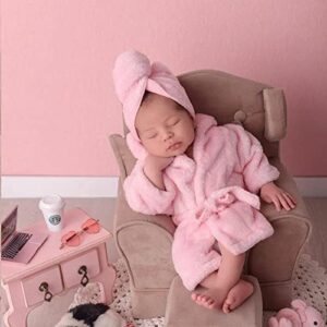 M&G House Newborn Photography Props Bathrobe Outfits Baby Photoshoot Props Robe Girl Baby Photo Prop Outfit Robe Bath Towel Costume Sets 0-6 Months(Pink)