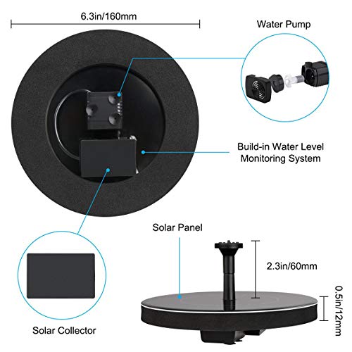 LAWOHO Solar Fountain Pump 1.5W Upgraded Submersible Solar Water Fountain Panel Kit for Bird Bath,Small Pond,Garden and Lawn