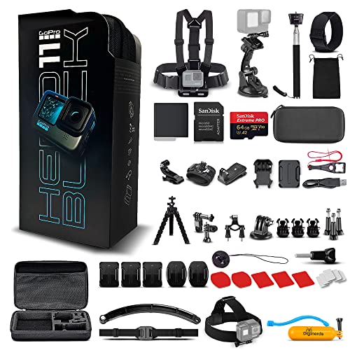 GoPro HERO11 (Hero 11) Black - Waterproof Action Camera with 5.3K Ultra HD Video, 27MP Photos, 1/1.9" Image Sensor, Live Streaming, Webcam, Stabilization + 64GB Card & 50 Piece Accessory Kit - Bundle