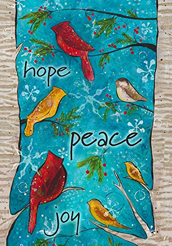 Toland Home Garden 112535 Peace Birds Winter Flag 12x18 Inch Double Sided Winter Garden Flag for Outdoor House Christmas Flag Yard Decoration