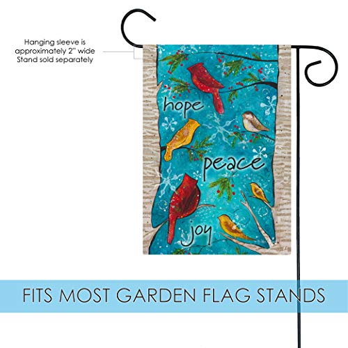 Toland Home Garden 112535 Peace Birds Winter Flag 12x18 Inch Double Sided Winter Garden Flag for Outdoor House Christmas Flag Yard Decoration