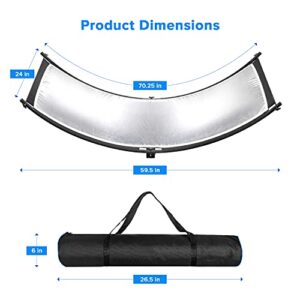 LimoStudio 70 x 24 inch / 5.8 x 2.1 feet [4 Color in 1] Clamshell Lighting Reflector Diffuser Kit, Curved Shape Large Reflector with Tripod Stand in White, Black, Silver, Gold, Photo Studio, AGG2809