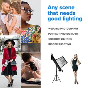 LimoStudio 70 x 24 inch / 5.8 x 2.1 feet [4 Color in 1] Clamshell Lighting Reflector Diffuser Kit, Curved Shape Large Reflector with Tripod Stand in White, Black, Silver, Gold, Photo Studio, AGG2809