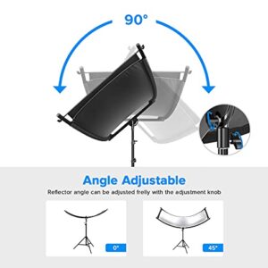 LimoStudio 70 x 24 inch / 5.8 x 2.1 feet [4 Color in 1] Clamshell Lighting Reflector Diffuser Kit, Curved Shape Large Reflector with Tripod Stand in White, Black, Silver, Gold, Photo Studio, AGG2809