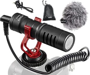 movo vxr10 universal video microphone with shock mount, deadcat windscreen, case for iphone, android smartphones, canon eos, nikon dslr cameras and camcorders – perfect camera microphone, shotgun mic