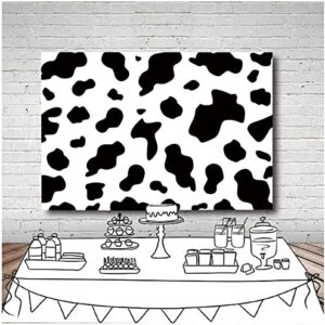 Art Studio 7x5FT Soft Fabric Cow Party Photography Backdrops Black and White Cows Farm Happy Birthday Photo Background Kids Baby Shower Banner Cake Table Decoration Studio Props