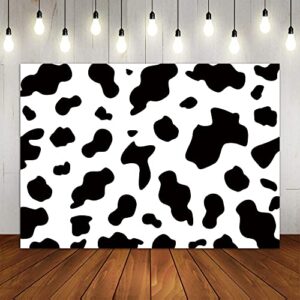 Art Studio 7x5FT Soft Fabric Cow Party Photography Backdrops Black and White Cows Farm Happy Birthday Photo Background Kids Baby Shower Banner Cake Table Decoration Studio Props