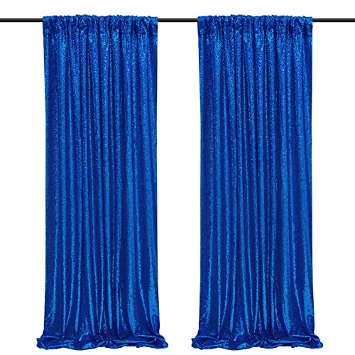 Navy Blue Sequin Backdrop 2 Panels 2ftx8ft Glitter Backdrop Curtains Birthday Party Decoration Photography Backgrounds Fabric Backdrop