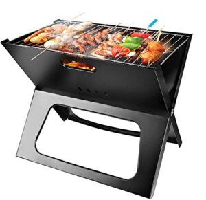 portable charcoal grill, moclever space-saving & foldable bbq barbecue grill, large grilling surface and capacity grill for camping, travel, garden, outdoor