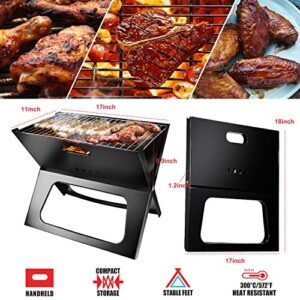 Portable Charcoal Grill, Moclever Space-saving & Foldable BBQ Barbecue Grill, Large Grilling Surface and Capacity Grill for Camping, Travel, Garden, Outdoor