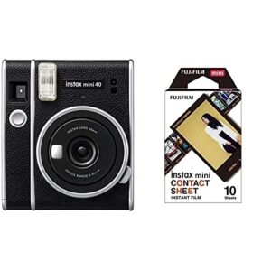 fujifilm instax mini 40 instant camera with fujifilm instax mini contact sheet film – 10 exposures bundle (600022193)