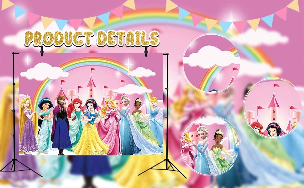 Princess Rainbow Backdrop Dreammy Pink Castle Shining Photography Background Girl Children Baby Shower Birthday Party Decoration Photo Studio Booth Props 7x5FT