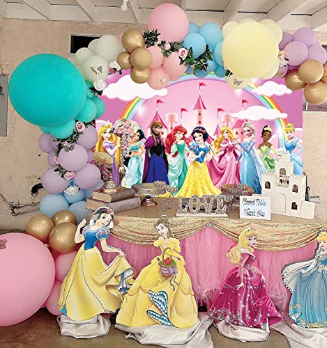 Princess Rainbow Backdrop Dreammy Pink Castle Shining Photography Background Girl Children Baby Shower Birthday Party Decoration Photo Studio Booth Props 7x5FT