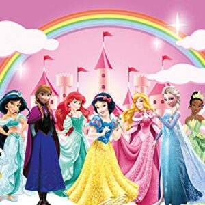 Princess Rainbow Backdrop Dreammy Pink Castle Shining Photography Background Girl Children Baby Shower Birthday Party Decoration Photo Studio Booth Props 7x5FT