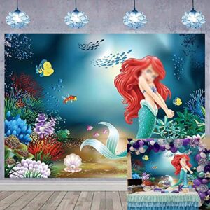 txue mermaid backdrop under the sea little mermaid photography background mermaid princess girls birthday party cake table decorations supplies cy208 background 7x5ft