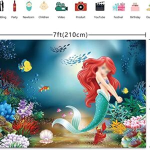 TXUE Mermaid Backdrop Under The Sea Little Mermaid Photography Background Mermaid Princess Girls Birthday Party Cake Table Decorations Supplies cy208 Background 7x5FT