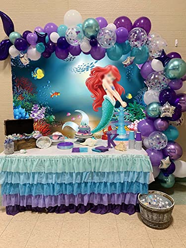 TXUE Mermaid Backdrop Under The Sea Little Mermaid Photography Background Mermaid Princess Girls Birthday Party Cake Table Decorations Supplies cy208 Background 7x5FT