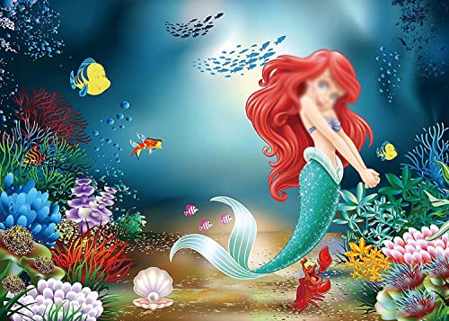 TXUE Mermaid Backdrop Under The Sea Little Mermaid Photography Background Mermaid Princess Girls Birthday Party Cake Table Decorations Supplies cy208 Background 7x5FT