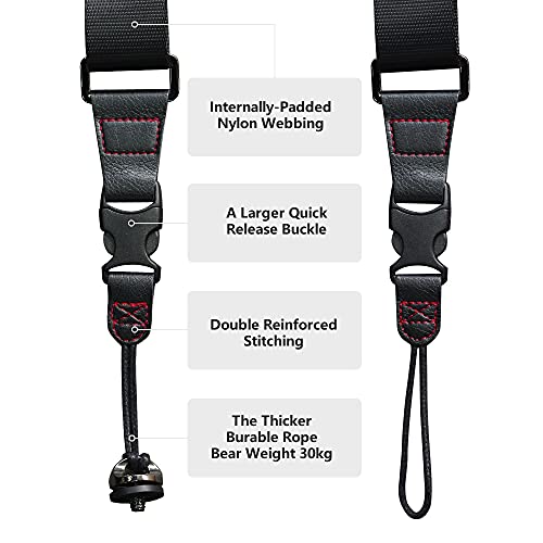 IGAVCPM Quick Release Camera Strap - Adjustable and Comfortable Camera Shoulder Sling Neck Belt for Canon, Nikon, Fujifilm DSLR/SLR Camera and More (Black)