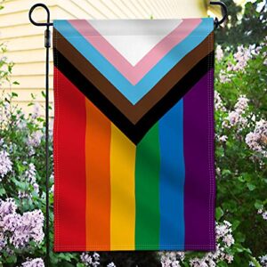 Anley Double Sided Premium Garden Flag, Progress Pride Rainbow Garden Flags for Home Decor - Weather Resistant & Double Stitched Yard Flags - 18 x 12.5 Inch