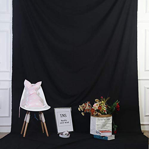 HMTfoto Background Solid Black Backdrop Muslin Portrait Background Screen for Photo Backdrop Video Photography Studio(6x9ft, Black)