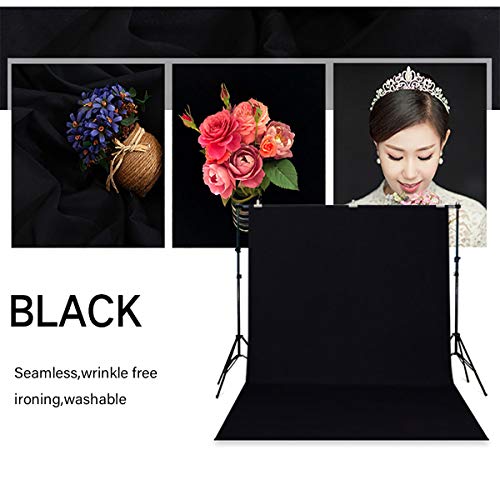 HMTfoto Background Solid Black Backdrop Muslin Portrait Background Screen for Photo Backdrop Video Photography Studio(6x9ft, Black)