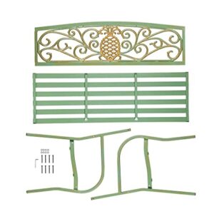 Plow & Hearth Weatherproof Pineapple Outdoor Bench | Holds Up to 300 lbs | Garden Patio Porch Park Deck | Metal | Green