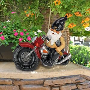 Design Toscano QM7512103 Axle Grease The Biker Garden Gnome Motorcycle Statue, full color