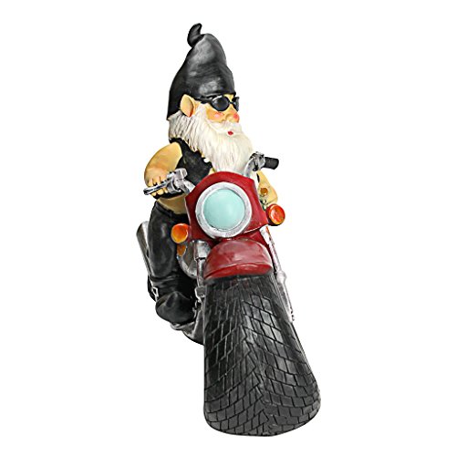 Design Toscano QM7512103 Axle Grease The Biker Garden Gnome Motorcycle Statue, full color