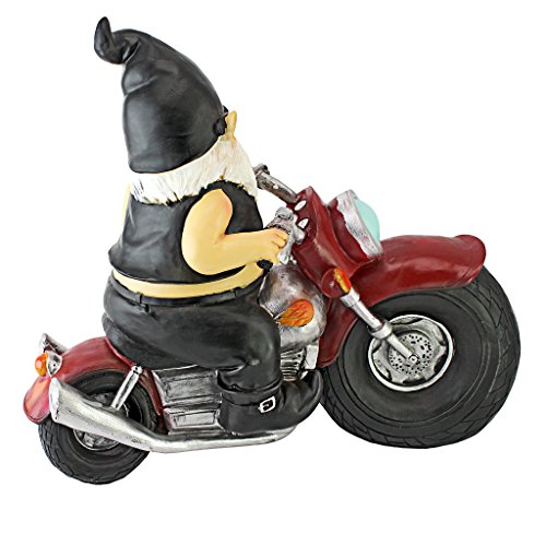 Design Toscano QM7512103 Axle Grease The Biker Garden Gnome Motorcycle Statue, full color