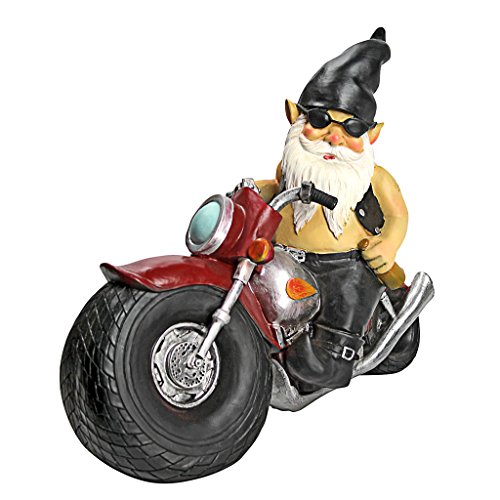 Design Toscano QM7512103 Axle Grease The Biker Garden Gnome Motorcycle Statue, full color